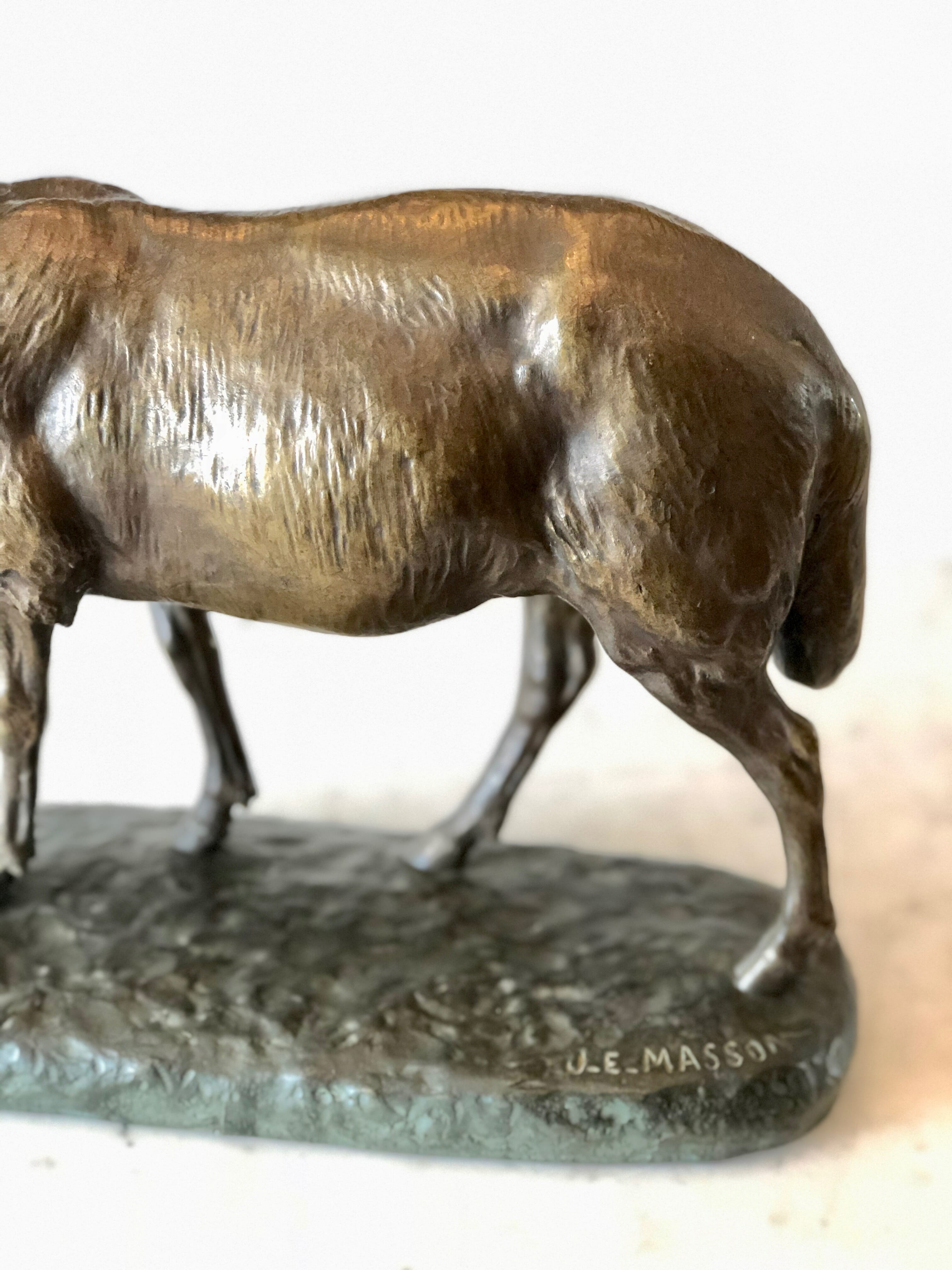 French Bronze sheep sculpture signed J.E Masson - European Antiques