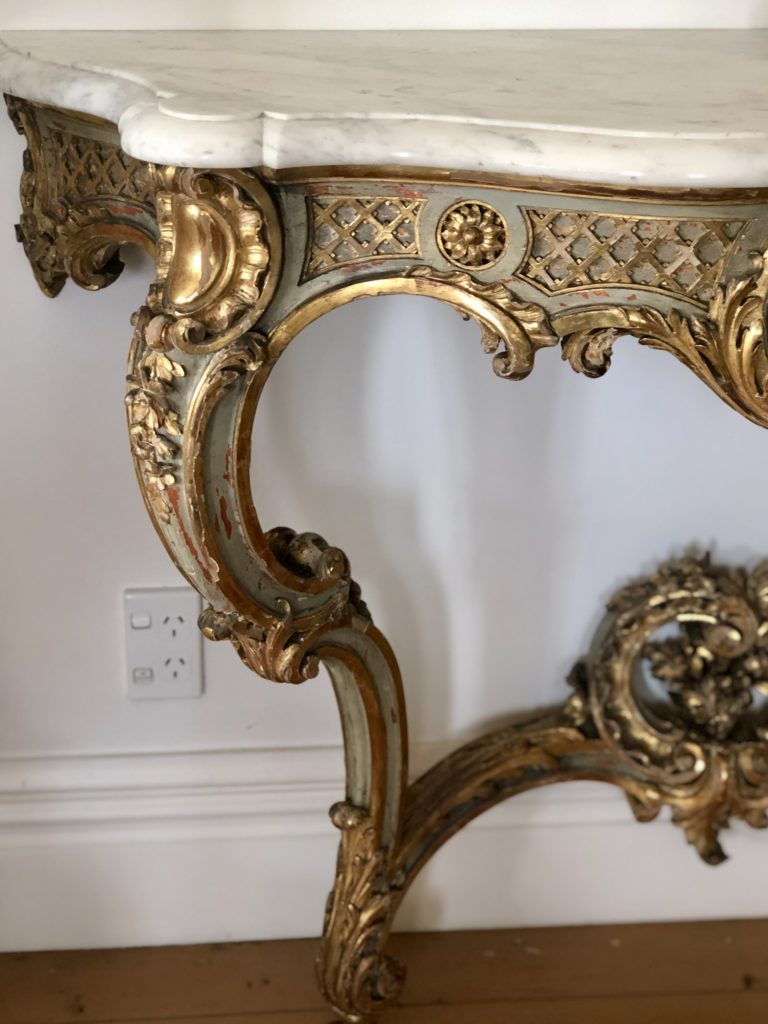 Napoleon III carved giltwood console table with Cararra marble top c ...