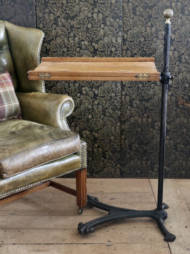 Antique English Adjustable reading stand and table with cast iron legs ...