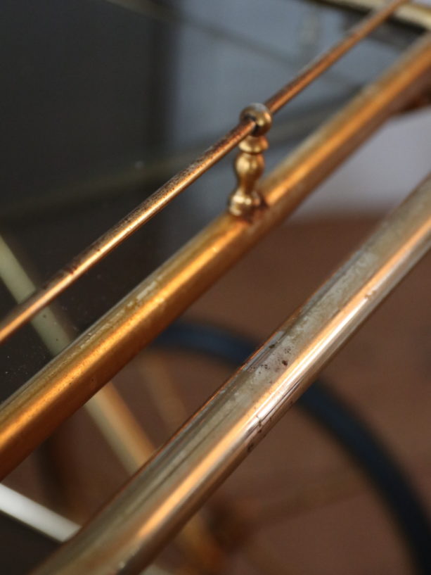 A smoked glass and brass nickel drinks trolley – European Antiques