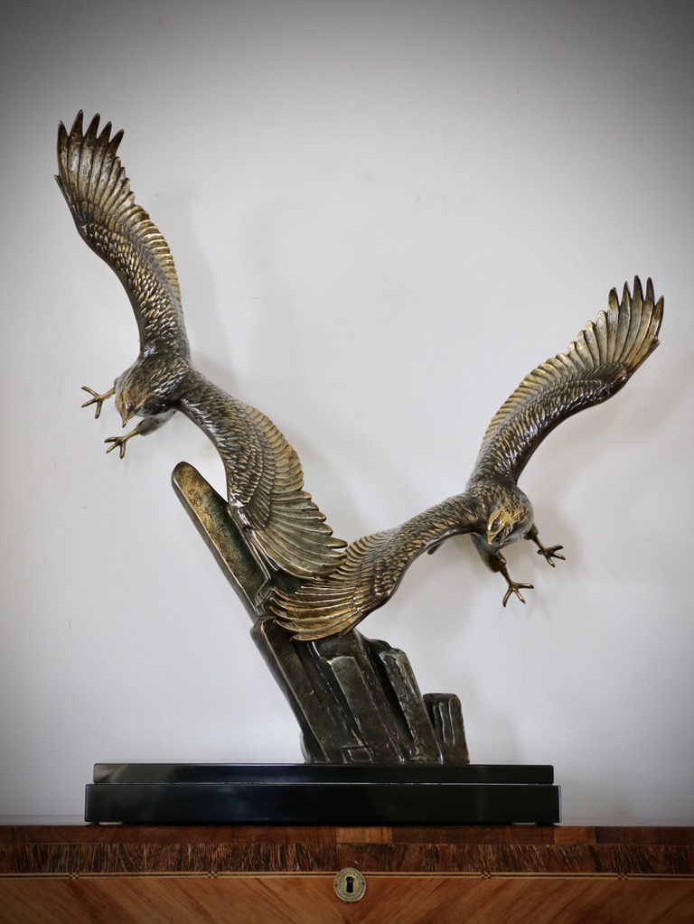 Sculpture of Eagles in Flight by Irenee Rochard – European Antiques